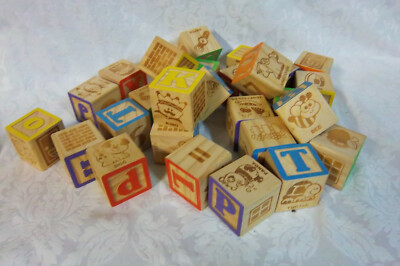 Garanimals 1.75" Wooden Alphabet Blocks 27 EUC Building Toy | eBay
