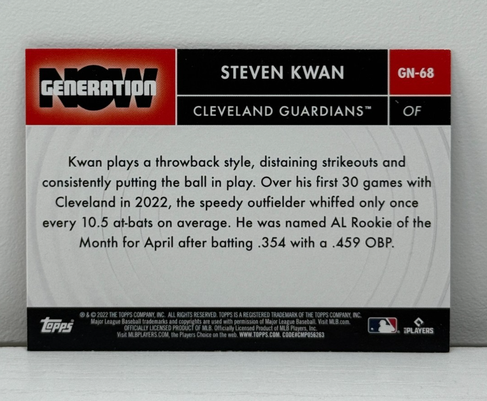 STEVEN KWAN 2022 Topps Update Series #GN-68 Generation Now (RC ...