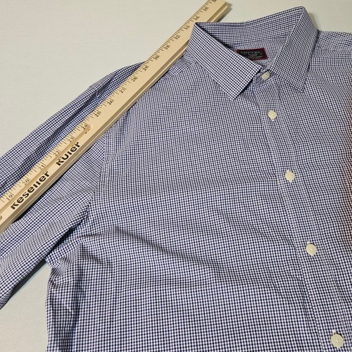 UNTUCKit Mens XL Slim Fit NYLON Stretch Gingham Button Down Shirt Navy ...