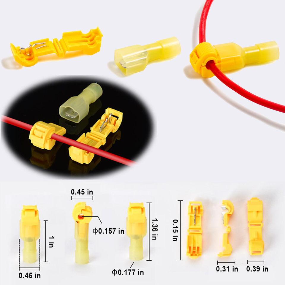 108 Pcs T-Tap Wire Connectors Kit, Quick Splice Self-Stripping ...