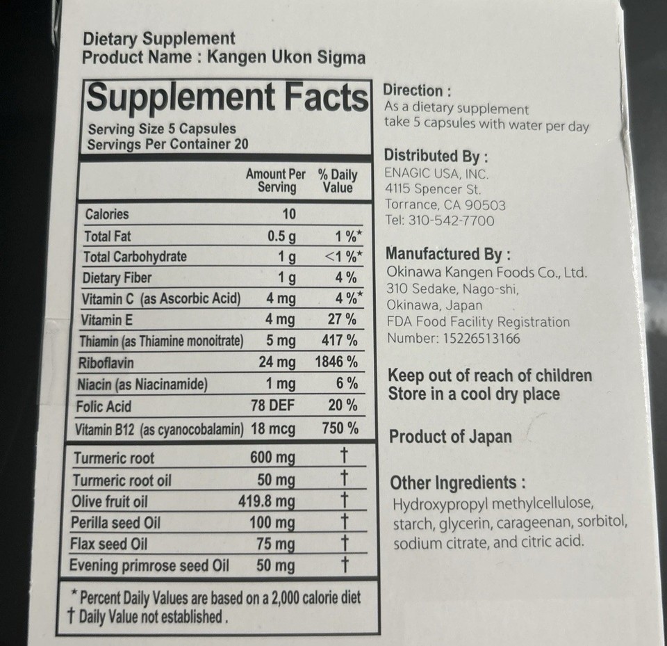 Authentic Kangen Ukon Turmeric by ENAGIC 100% Organic Capsules (Exp ...