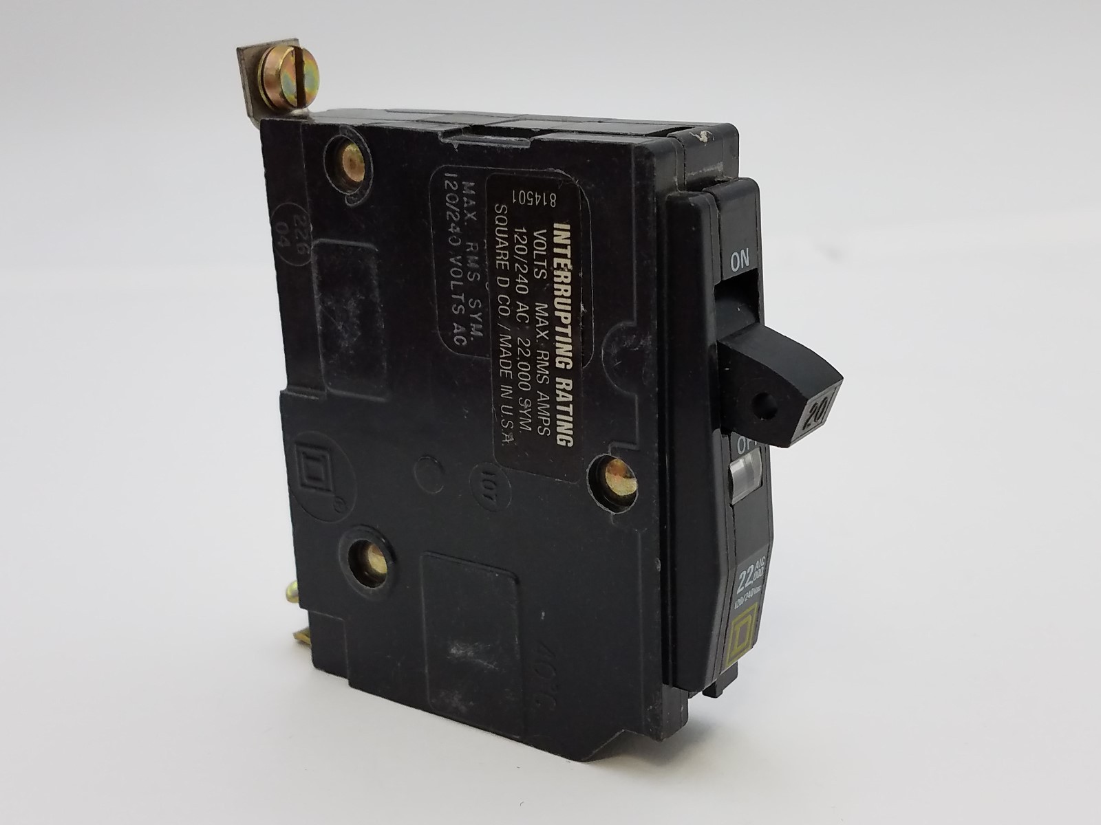 Square D QOB120 Circuit Breaker 20A 1P 120/240V QOB QOB-120 20 Amp 1 ...