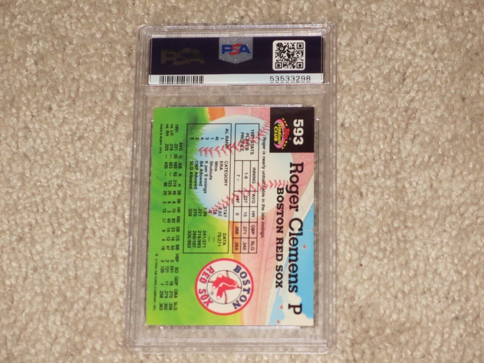 Roger Clemens 1992 Topps Stadium Club New Label BOS Red Sox #593 PSA 10 ...