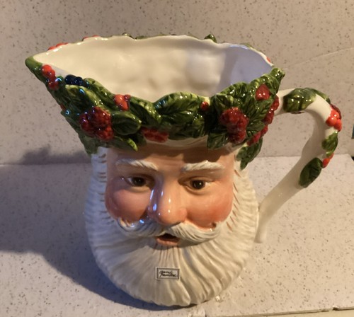 Dept 56 Santa Head 9" Pitcher w/ Holly & Berries Peggy Toole ...