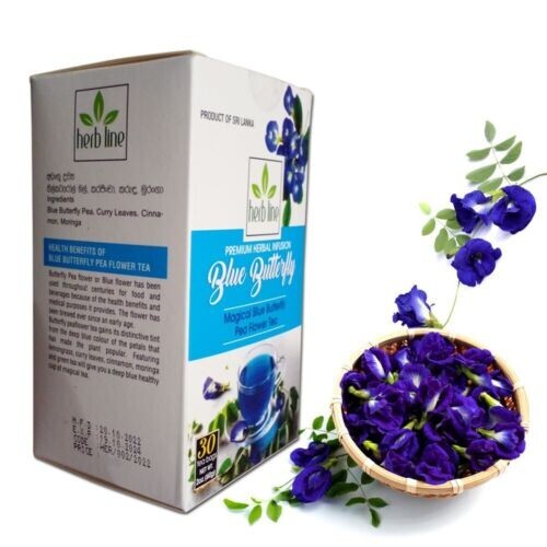 Blue Butterfly Ceylon Tea 100% Natural Herbal Pea Flower Tea Bags Free ...