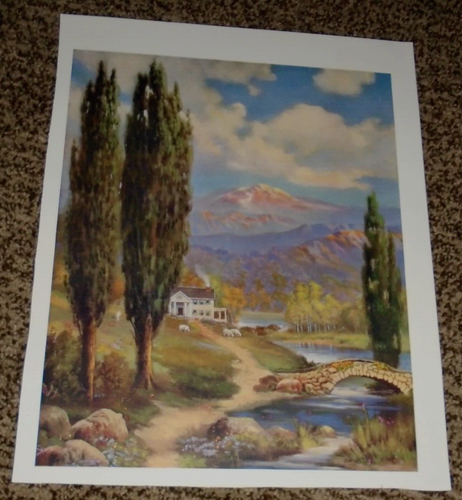 R. Atkinson Fox, C. Wainright, Path Cottage Sheep Bridge Trees 10"x8 ...