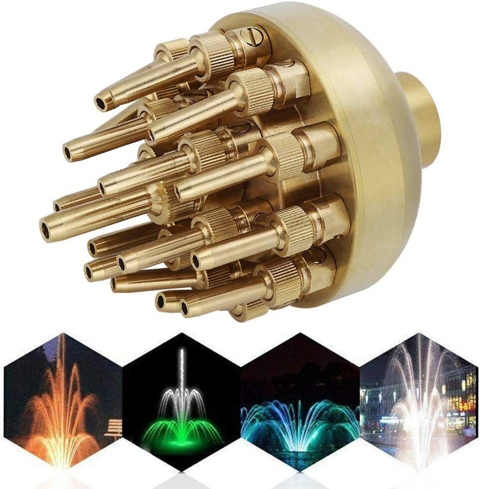 3 Layers 17 Sprinklers Brass Garden Pond Fountain Water Nozzle Spray ...