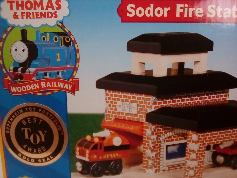 Sodor Fire truck & Train Station Dept NO 36 Wooden Railway Thomas ...