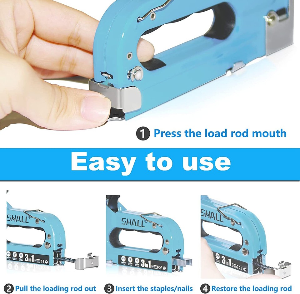 SHALL Heavy Duty 3 In 1 Hand Staple Gun Tacker With 3000 Staples Hand ...