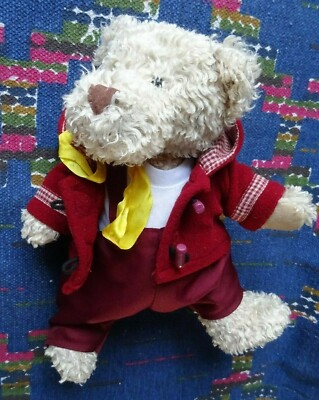 JB3/ DOUDOU PELUCHE OURS MARTIN DAMART SALOPETTE VESTE BORDEAUX 32 CM ...