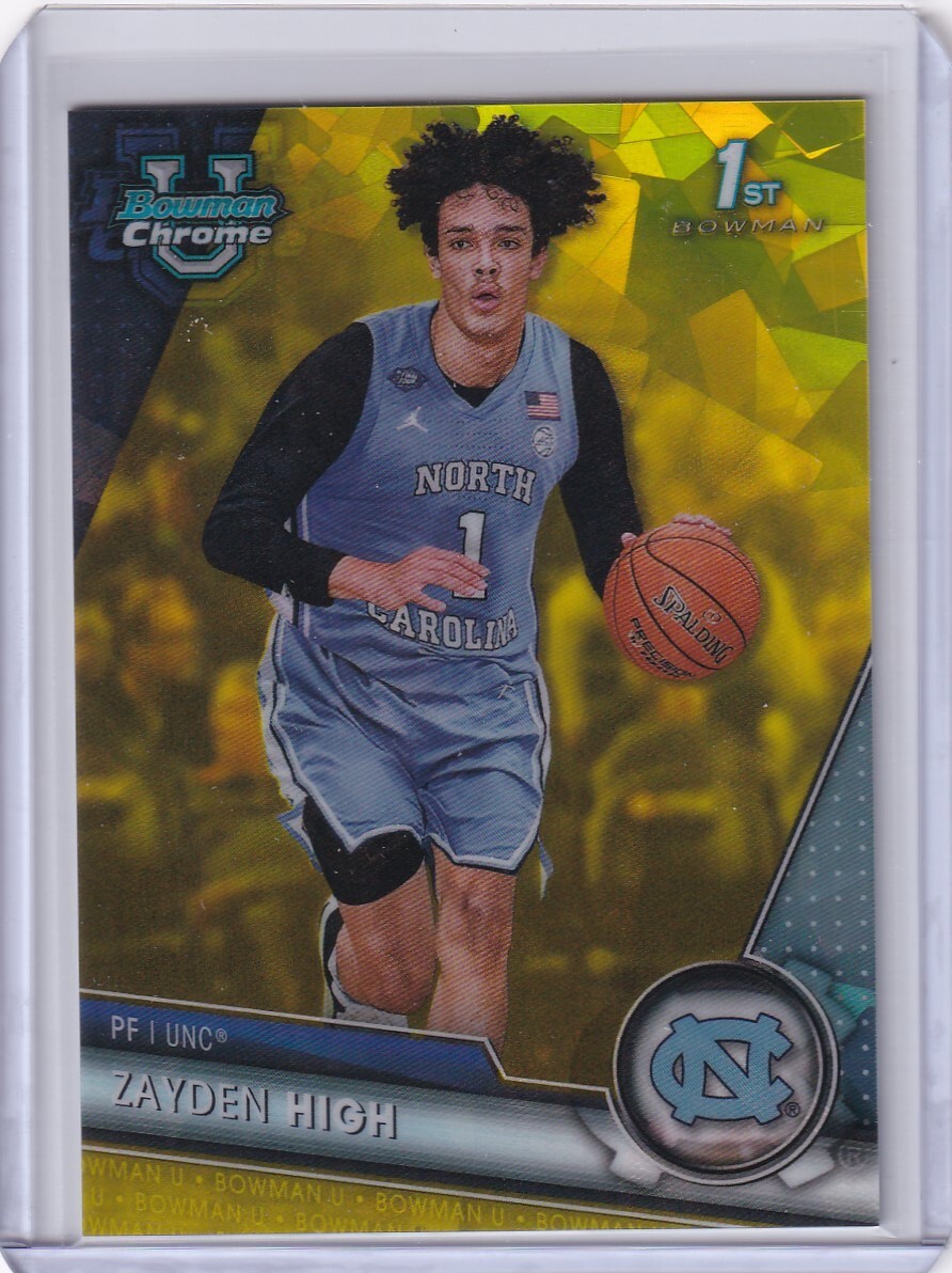 Zayden High 2023 Bowman Chrome University Sapphire Yellow North ...