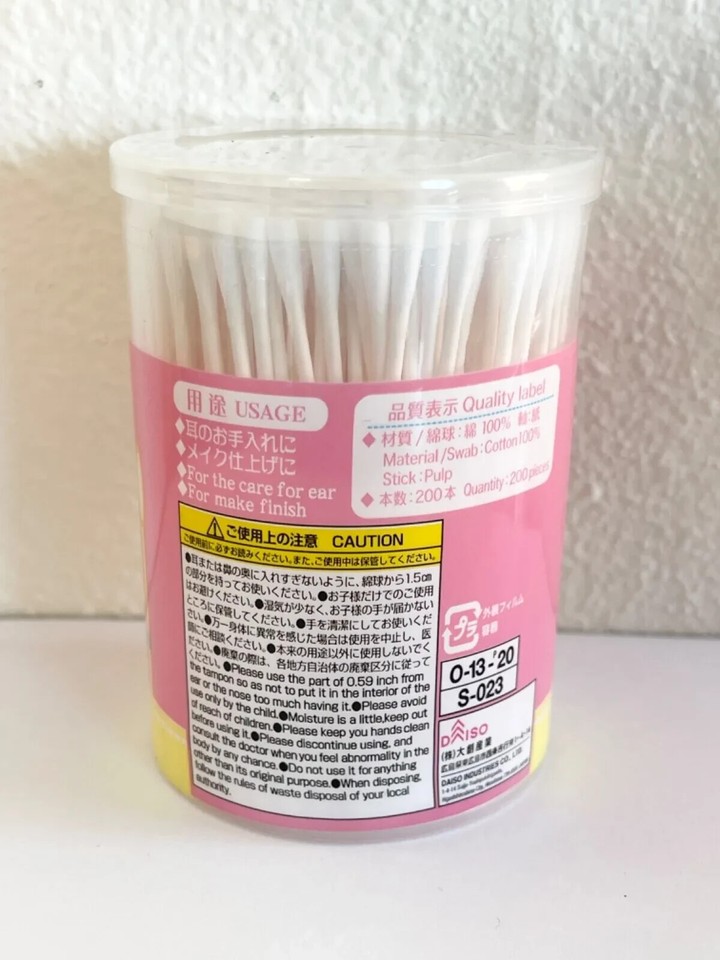 DAISO Japan Baby Cotton Bud thin swab 200pcs ear clean double tip paper ...