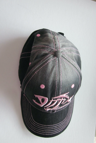 NWOT G.Loomis Baseball Cap Pink Fish Bone Logo Black Faded Denim Style ...