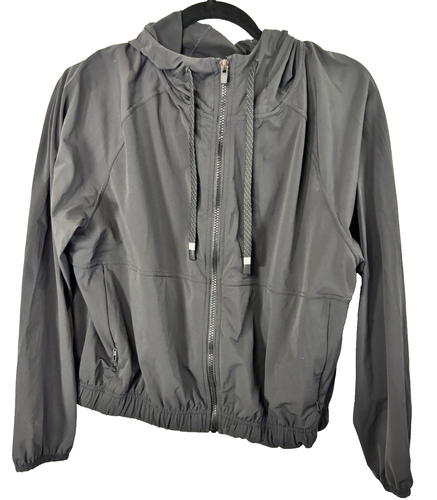 Fabletics Womens Track Jacket Oversized Hood Black Rain Hiking Size ...