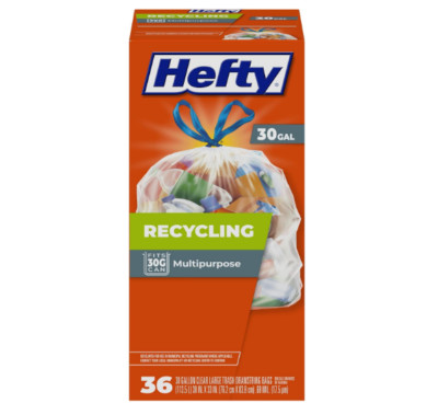 Hefty Recycling Trash Bags, Clear, 30 Gallon, 36 Count | eBay