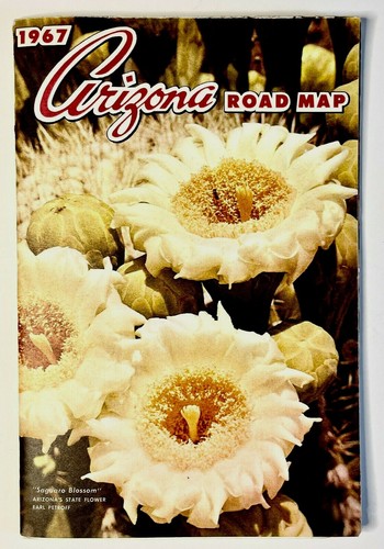 1967 Arizona State Vintage Map Retro Poster Flowers National Parks ...