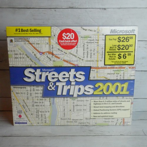 Vintage Microsoft Streets & Trips 2001 PC Software Program Brand New ...
