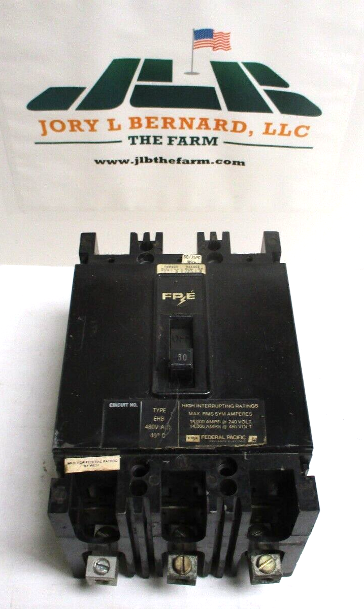 FEDERAL PACIFIC , BREAKER , EHP , 30-AMP , 3-POLE , USED | eBay