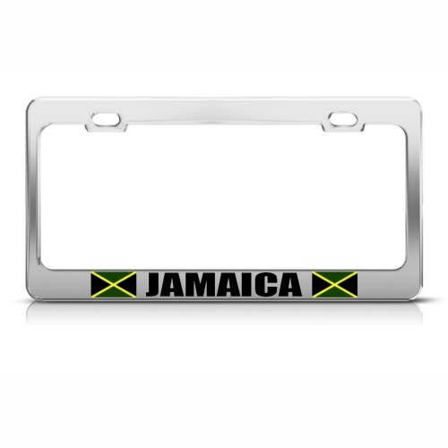 JAMAICA JAMAICAN FLAG COUNTRY Metal License Plate Frame Tag Holder Two ...