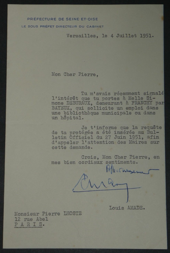 Louis Amade - Typed Letter Signed To Pierre Lhoste, July 24, 1951 | eBay