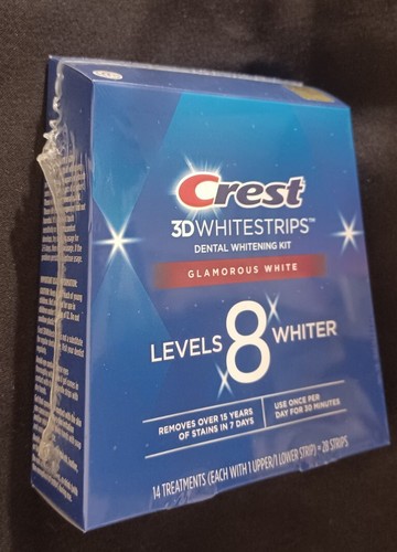 CREST 3D WHITENING STRIPS GLAMOROUS WHITE, LEVELS 8 WHITER, BRAND NEW ...