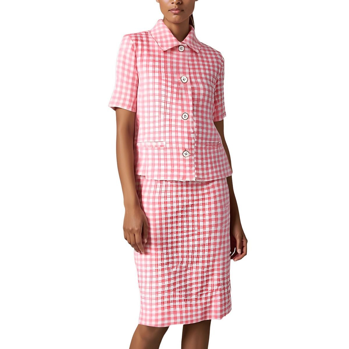 Tommy Hilfiger Womens Pink Checkered Suit Jacket Jacket 8 BHFO 3058 | eBay