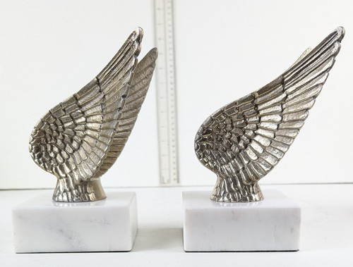 Vintage Decorative Metal Anglo- Indian Angel Wings On Marble Bases ...