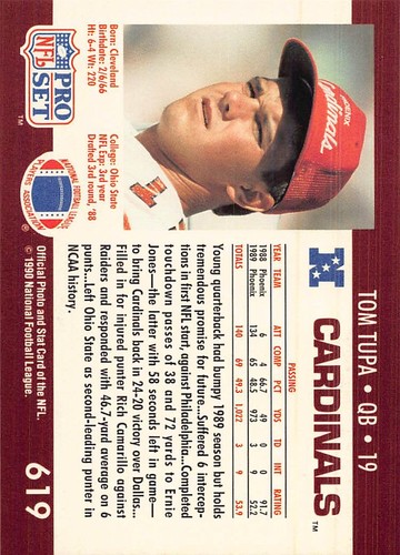 Tom Tupa 1990 Pro Set 619 Phoenix Cardinals Rookie Football Card | eBay