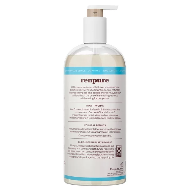 Renpure Coconut Cream & Vitamin E Nourishing Shampoo for All Hair Types ...