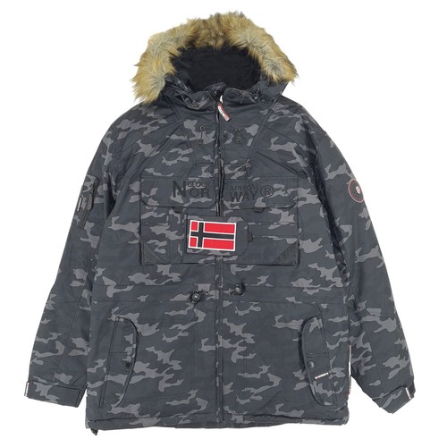 Geographical Norway Bench Jacket Parka Black Camouflage Winter Size M ...
