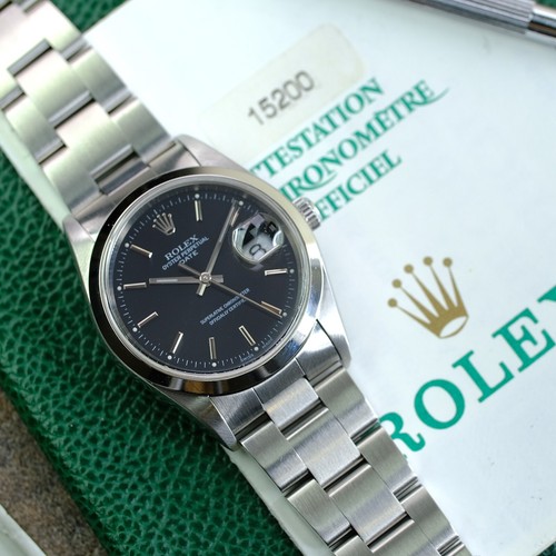 Box+Paper Rolex Date 15200 Black Dial 34mm Smooth Bezel Oyster Band ...