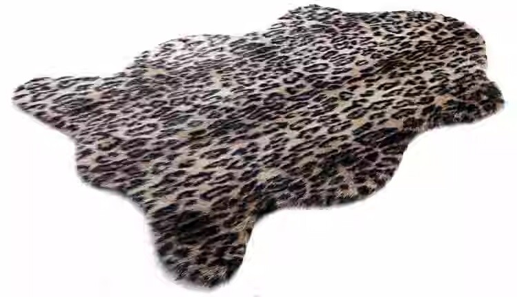 Faux Fur Leopard Area Rug Hide Imitation Animal Print Pelt Carpet Home ...