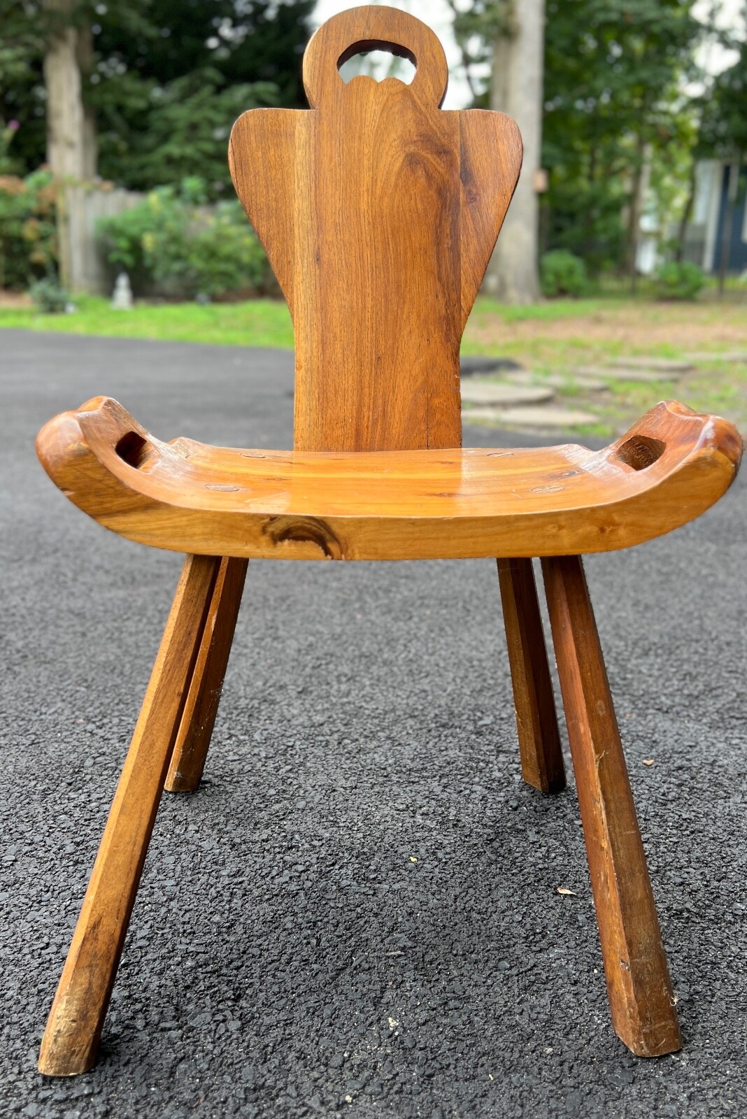 Vintage Primitive Wooden 4 Legged Birthing Spinning Chair Milking Stool ...