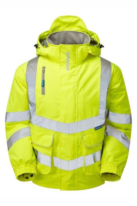 PULSAR® high-visibility waterproof breathable padded yellow bomber ...
