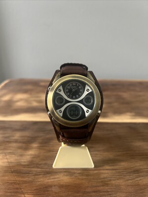 GOR Mossimo Men's Retro Brown Genuine Leather Watch Digital & Analog | eBay