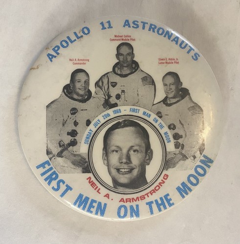 Vintage 1969 US First Man On The Moon Apollo 11 Pinback Button NASA | eBay