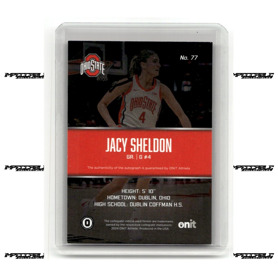 2023-24 ONIT Ohio State - Red Holo #77 Jacy Sheldon Rookie On Card Auto ...