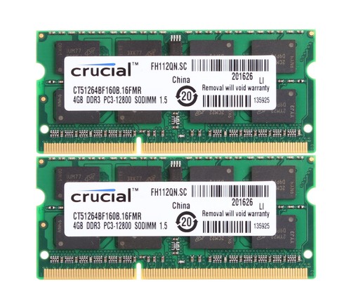 8GB Crucial 4GB DDR3 1600 PC3-12800 Laptop SODIMM 204-Pin Memory RAM 2x ...