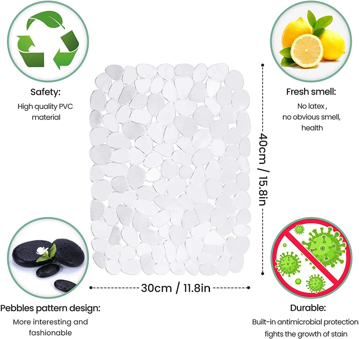 30x40cm Clear Kitchen Sink Protector Mat, Pebble Drainer 2-Pack | eBay