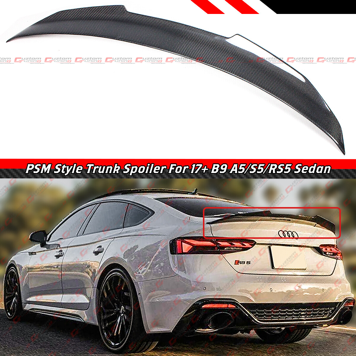 FOR 18-24 AUDI B9 A5 S5 SPORTBACK 4DR HATCH PSM STYLE CARBON FIBER ...