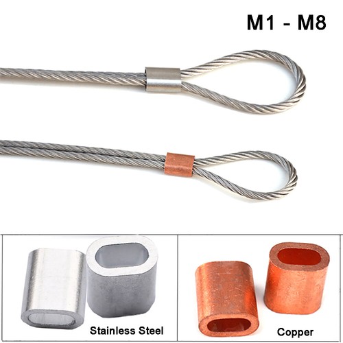 Wire Rope Ferrules Cable Crimps Sleeve M1-M8 Stainless Steel/Copper ...