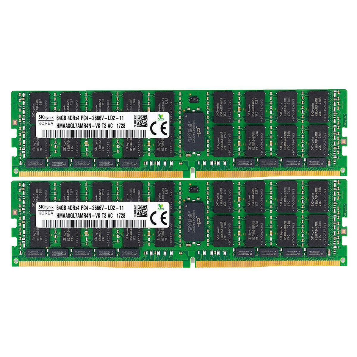 SK Hynix 2x64GB 2666MHz DDR4 ECC RAM LRDIMM PC4-21300 4Rx4 Server ...