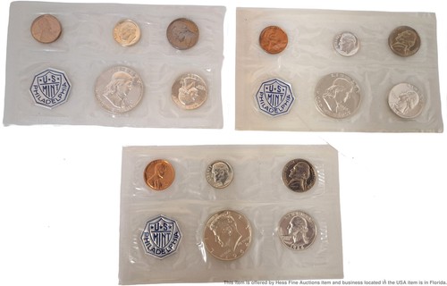 Lot of Three 1962, 1963, 1964 United States Philadelphia Mint Silver ...