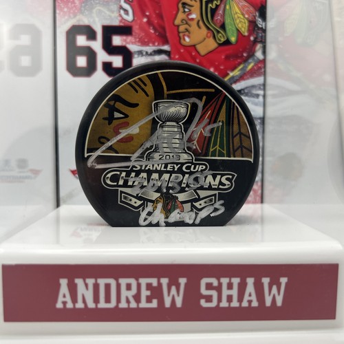 Andrew Shaw Chicago Blackhawks 2013 Cup Puck Signed SC Champs ...