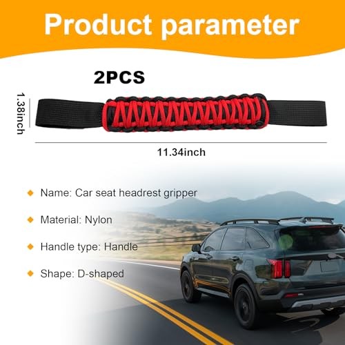 2PCS Headrest Grab Handles, Nylon Car Front Rear Seat Back Roll Bar ...