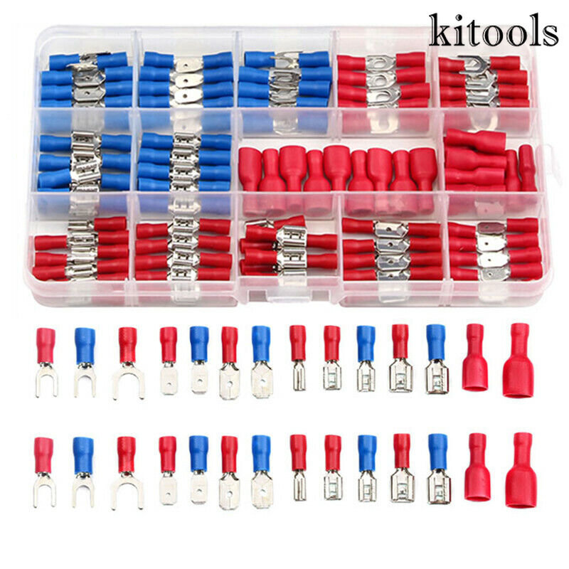 140pcs Car Electrical Wire Terminals Insulated Crimp Connectors Spade ...
