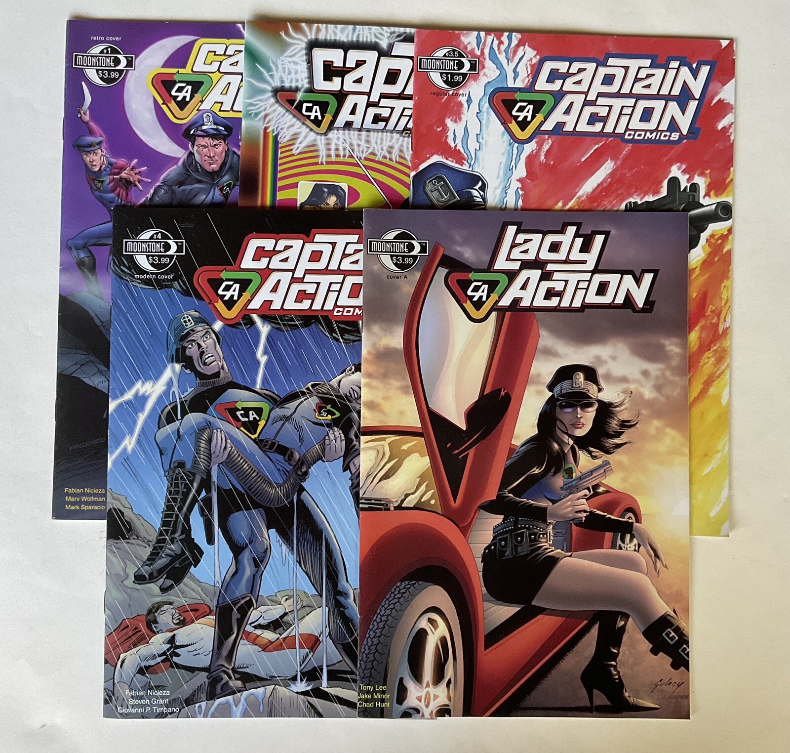 Lot Of 5 Captain Action, Lady Action Moonstone Comics, #’s 1, 3, 3.5, 4 ...