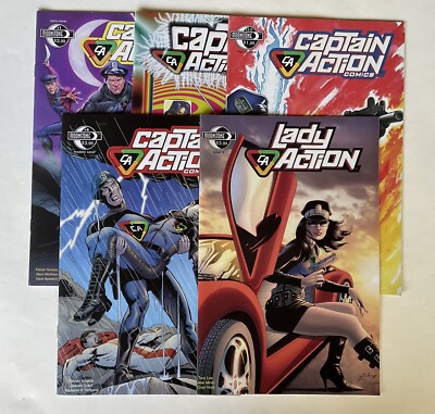 Lot Of 5 Captain Action, Lady Action Moonstone Comics, #’s 1, 3, 3.5, 4 ...