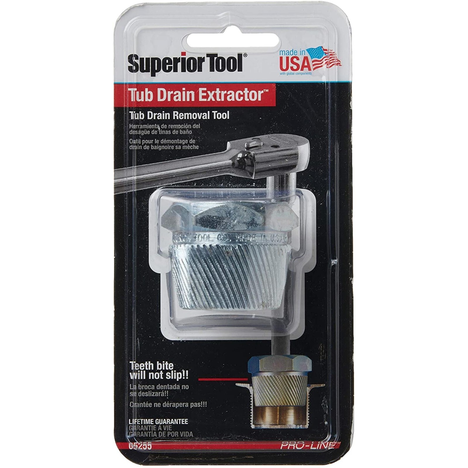 SUPERIOR TOOL 05255 Tub Drain Tool Remover 1-1/2 Inch Steel Extractor ...