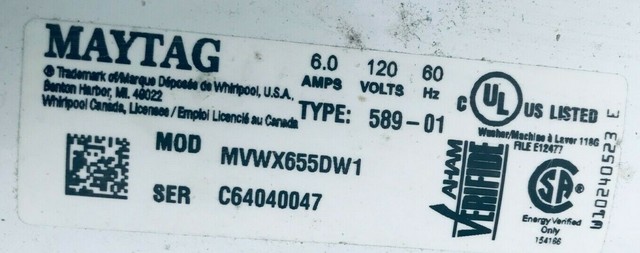 Maytag Bravos Washer MVWX655DW1 1/3HP 120V Drive Motor P/N W10677723 w ...
